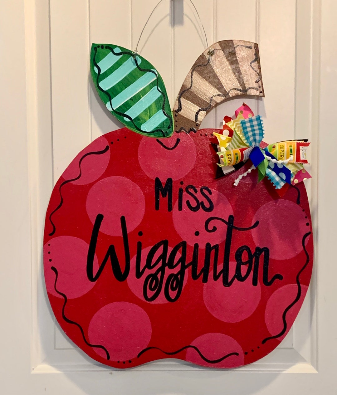 Teacher Door Hanger Apple - Etsy