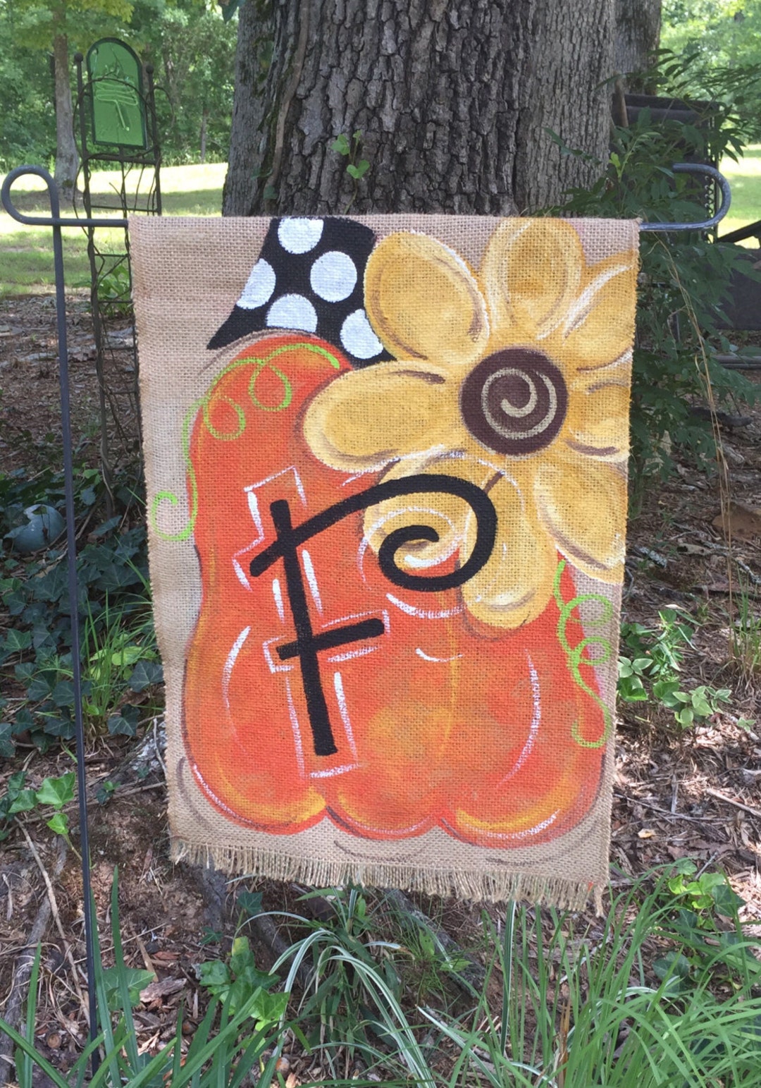 Flash! SALE!!!! Handpainted Burlap Garden Flag ...halloween or Fall ...
