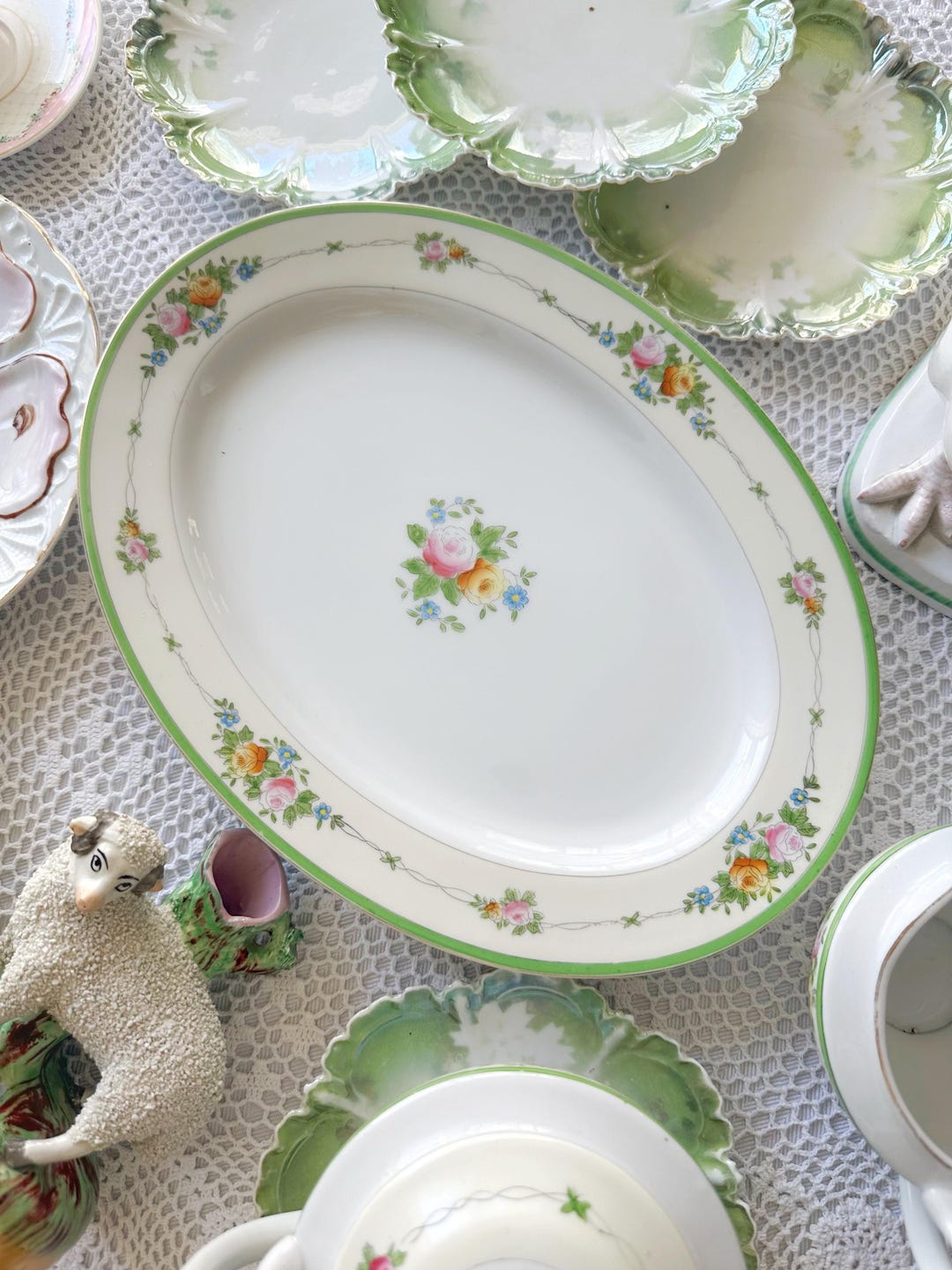 Vintage 1930's Oval 12 Inch Platter Hand Painted in Japan - Etsy