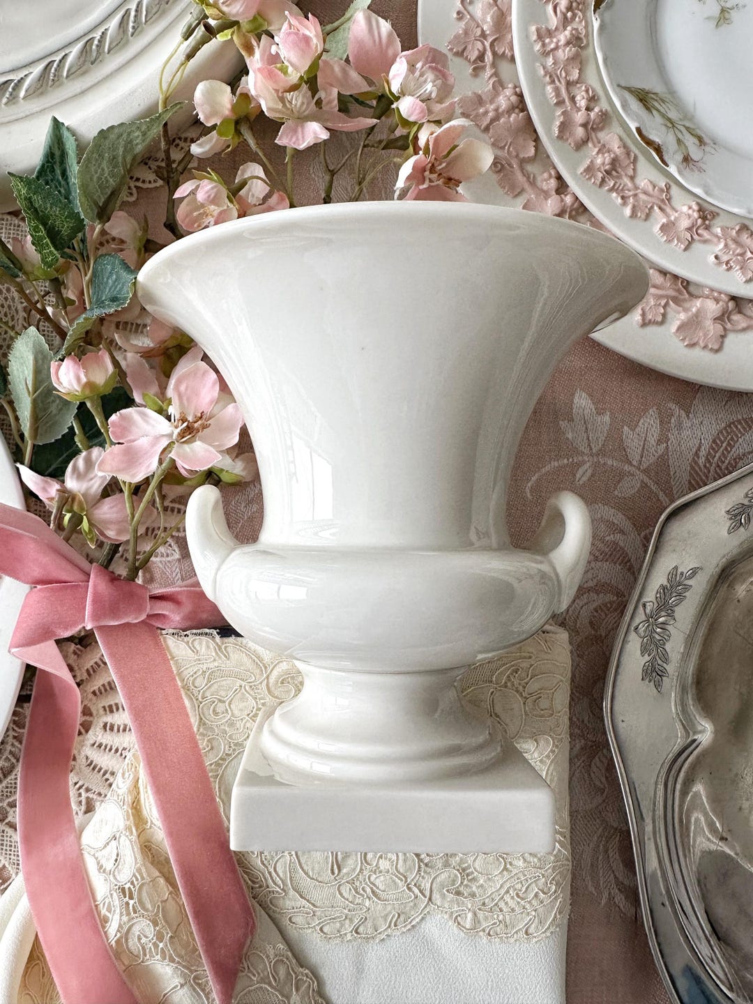 Vintage Lenox Vase White Porcelain Urn Neoclassical Style White Decor ...