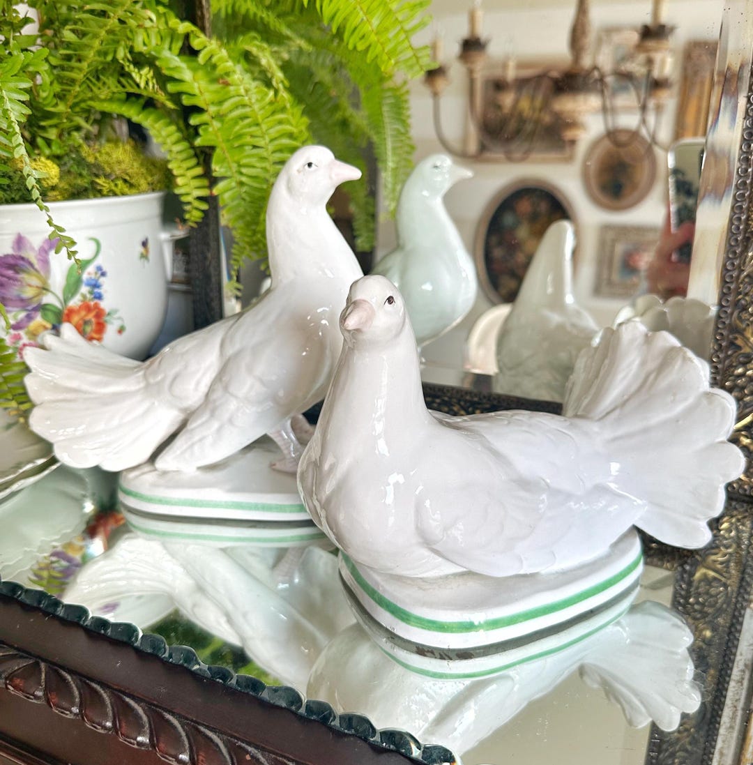 Vintage Doves AB Italy White Pottery Bird Set - Etsy