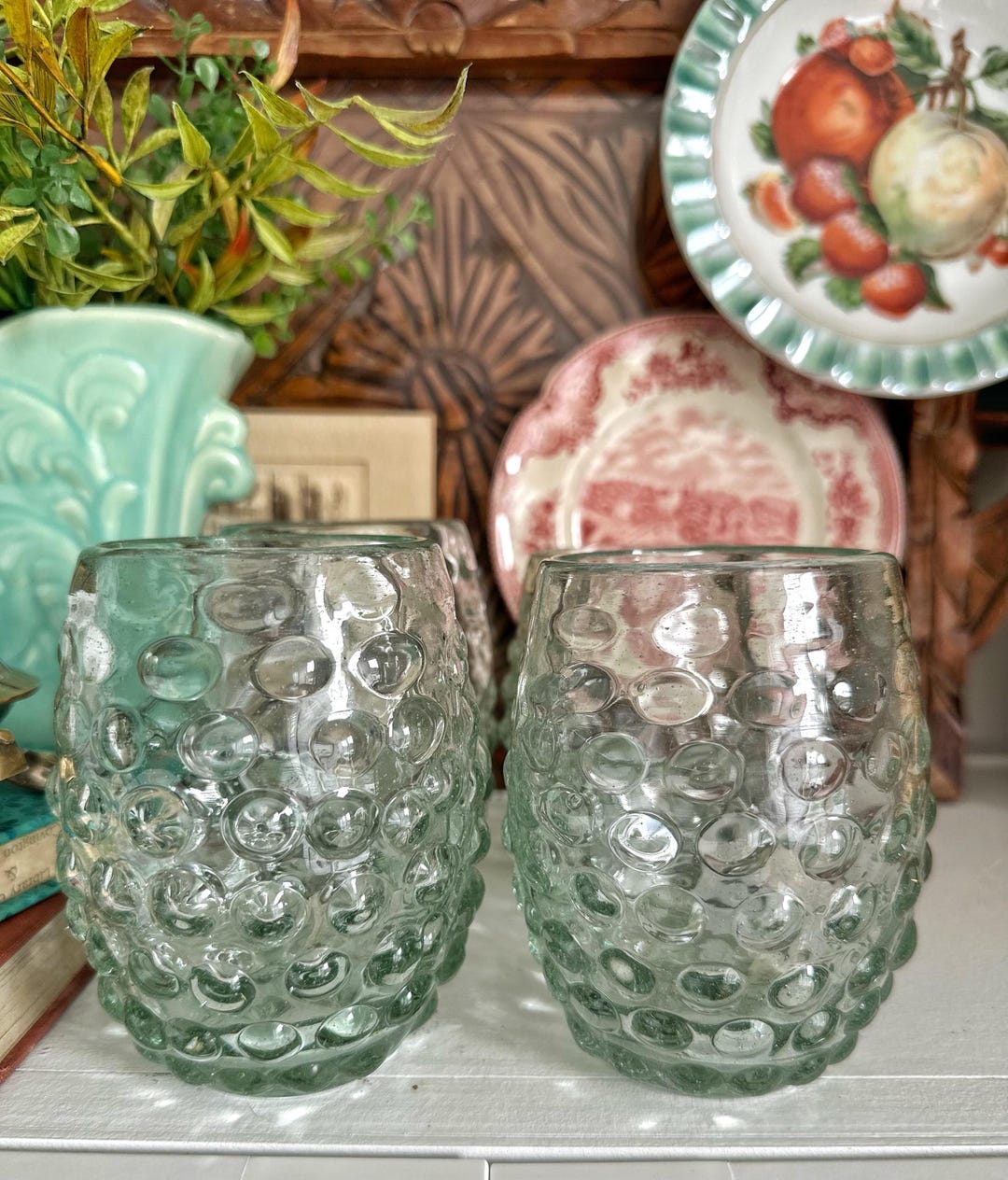 Stemless Goblet Set Hobnail Style Bubble Glass Wine Goblets - Etsy