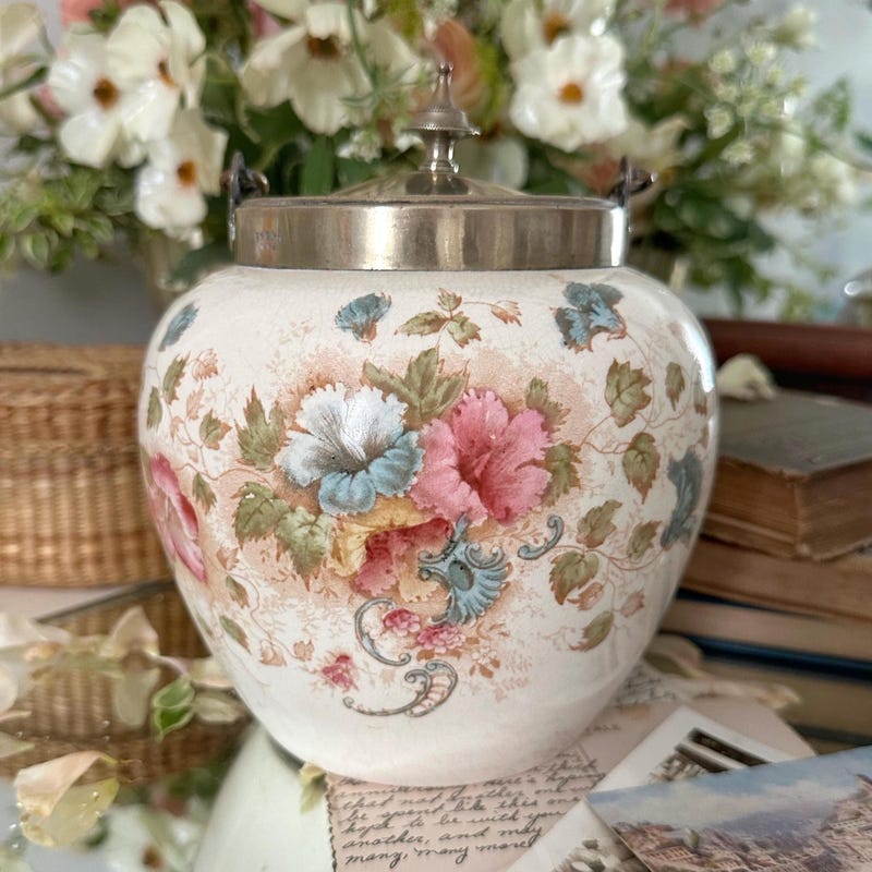Antique Biscuit Jar - Etsy