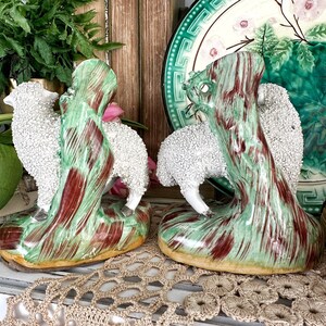 Victorian Staffordshire Pottery Sheep Spill Vases/antique English Pair ...