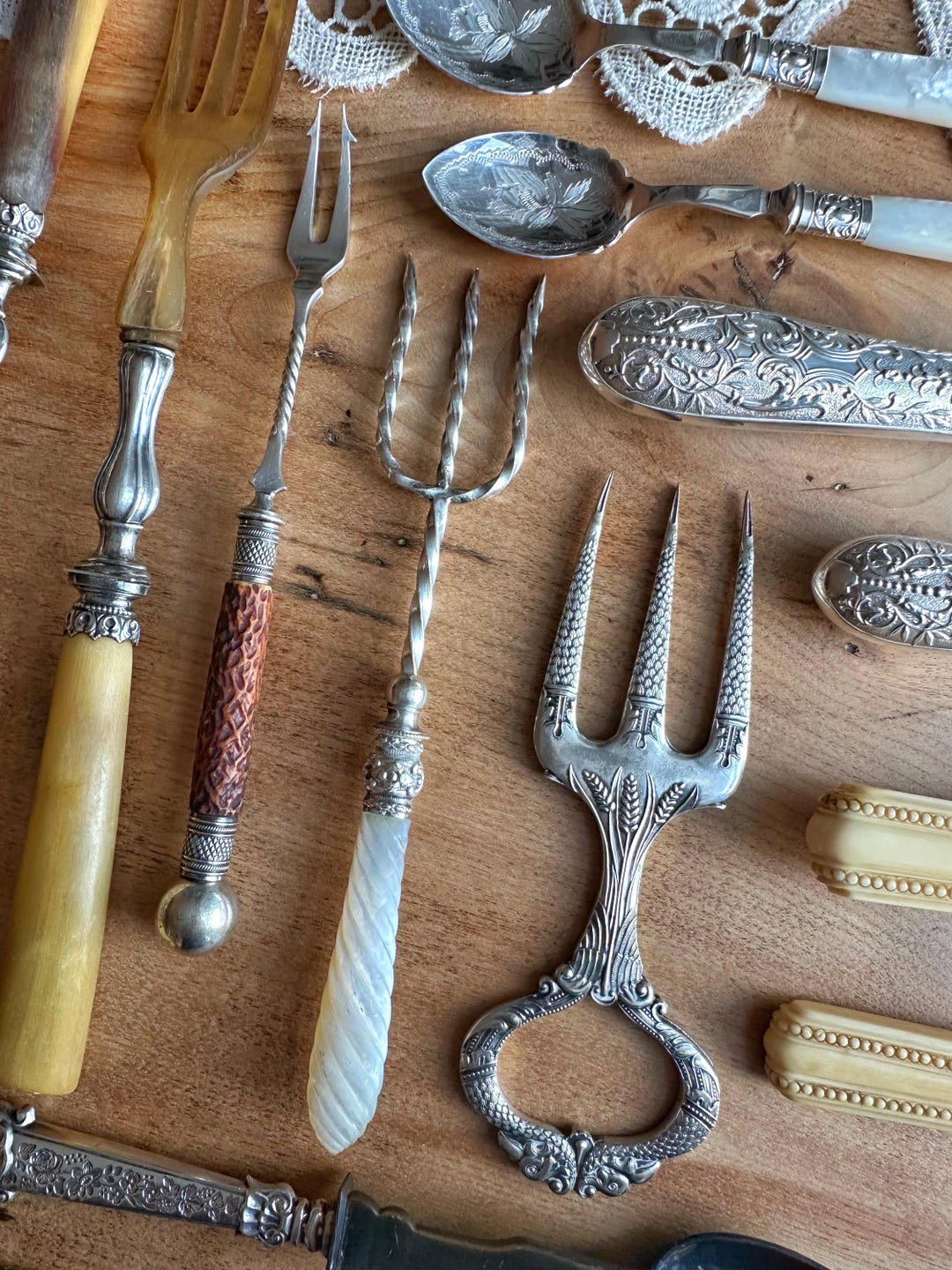 Antique Serving Forks Victorian Utensils Muffin Fork Pickle Fork Bread ...