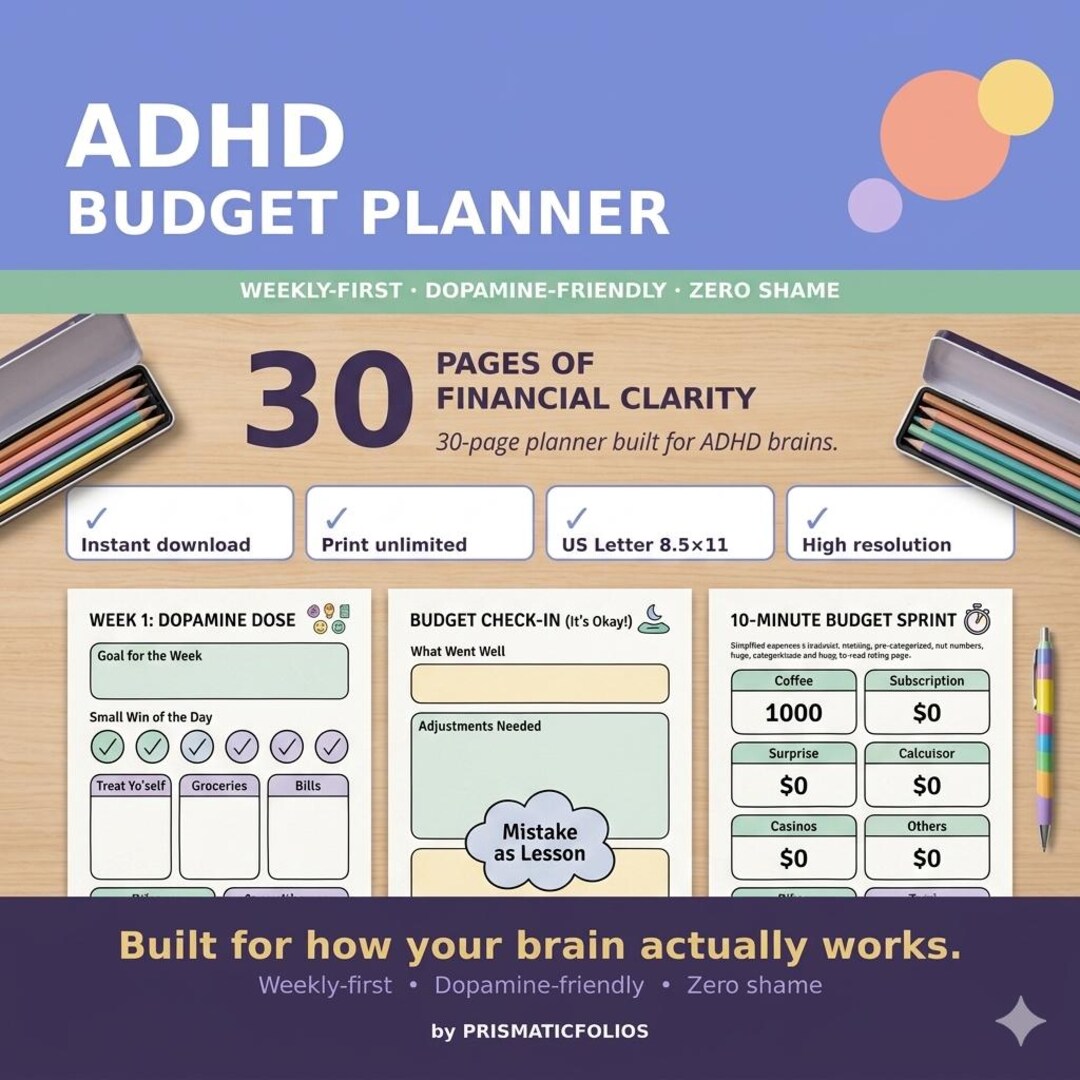 ADHD Budget Planner Printable | Neurodivergent Finance Tracker (PDF ...