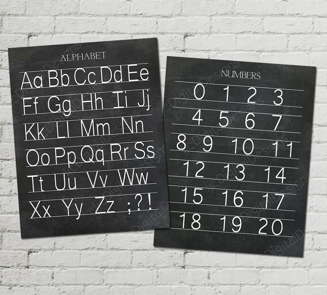 Printable Vintage Alphabet and Numbers Manuscript Print Classroom ...
