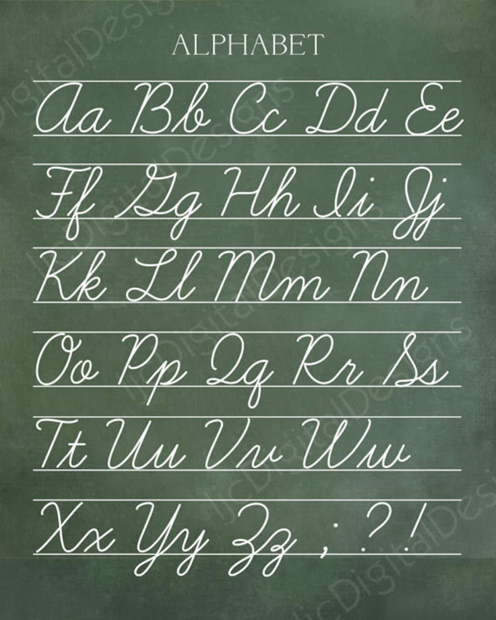 Vintage Alphabet Numbers Cursive Classroom Homeschool Poster | Etsy