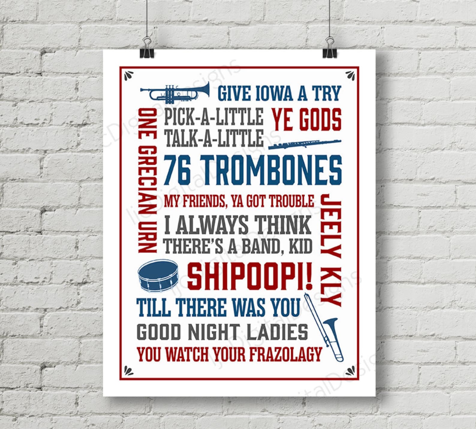 The Music Man Inspired Fan Art, Printable Music Man Musical Quote ...