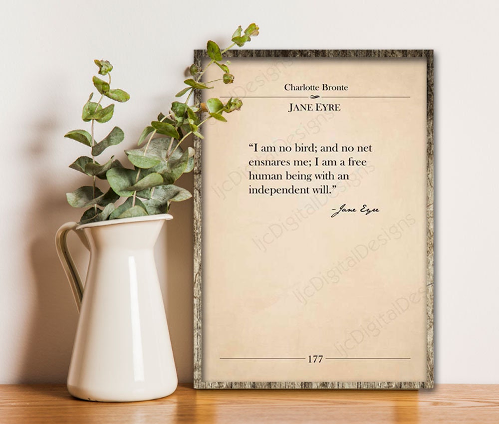 Printable Book Page Wall Art, Jane Eyre Quote, I Am No Bird, Vintage ...
