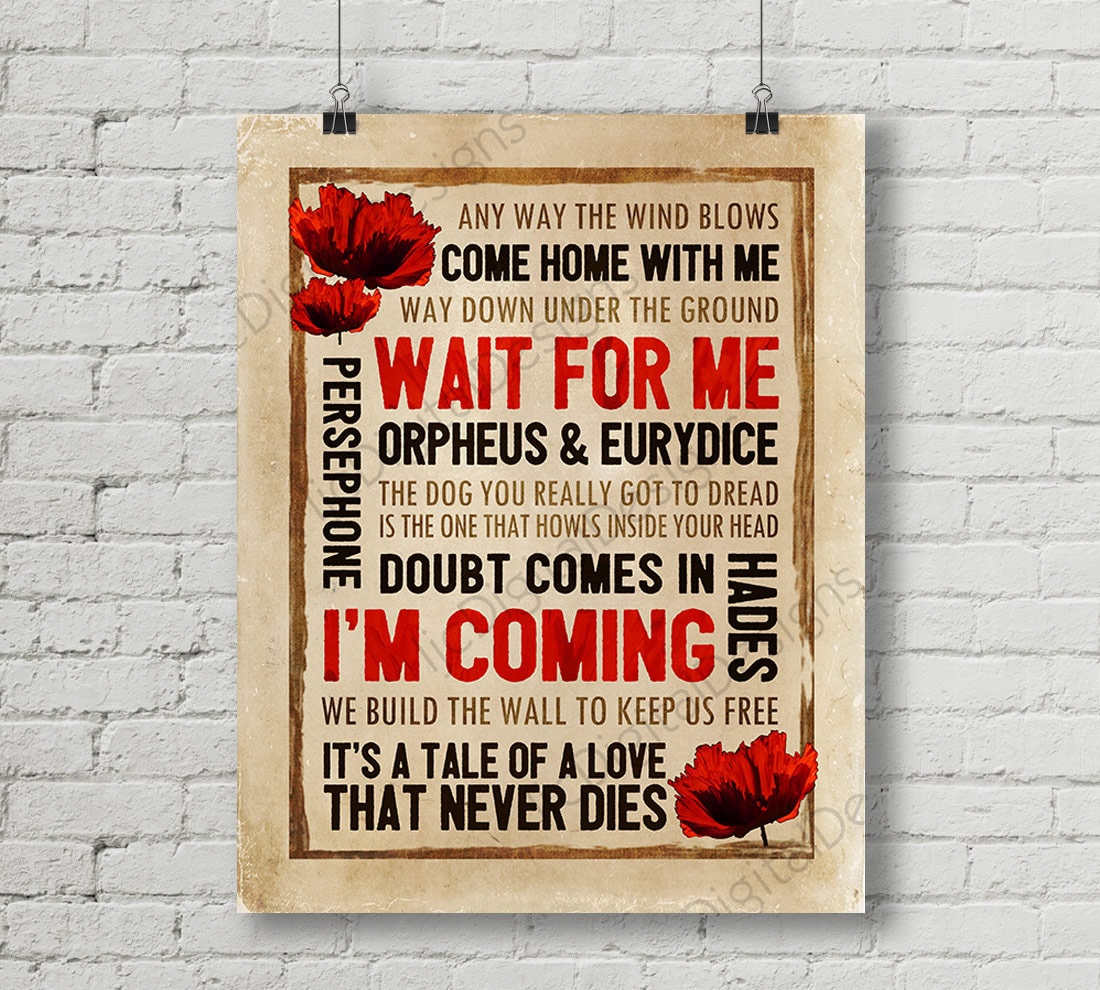 Hadestown Fan Art, Printable Hadestown Musical Quote, Subway Word Art ...
