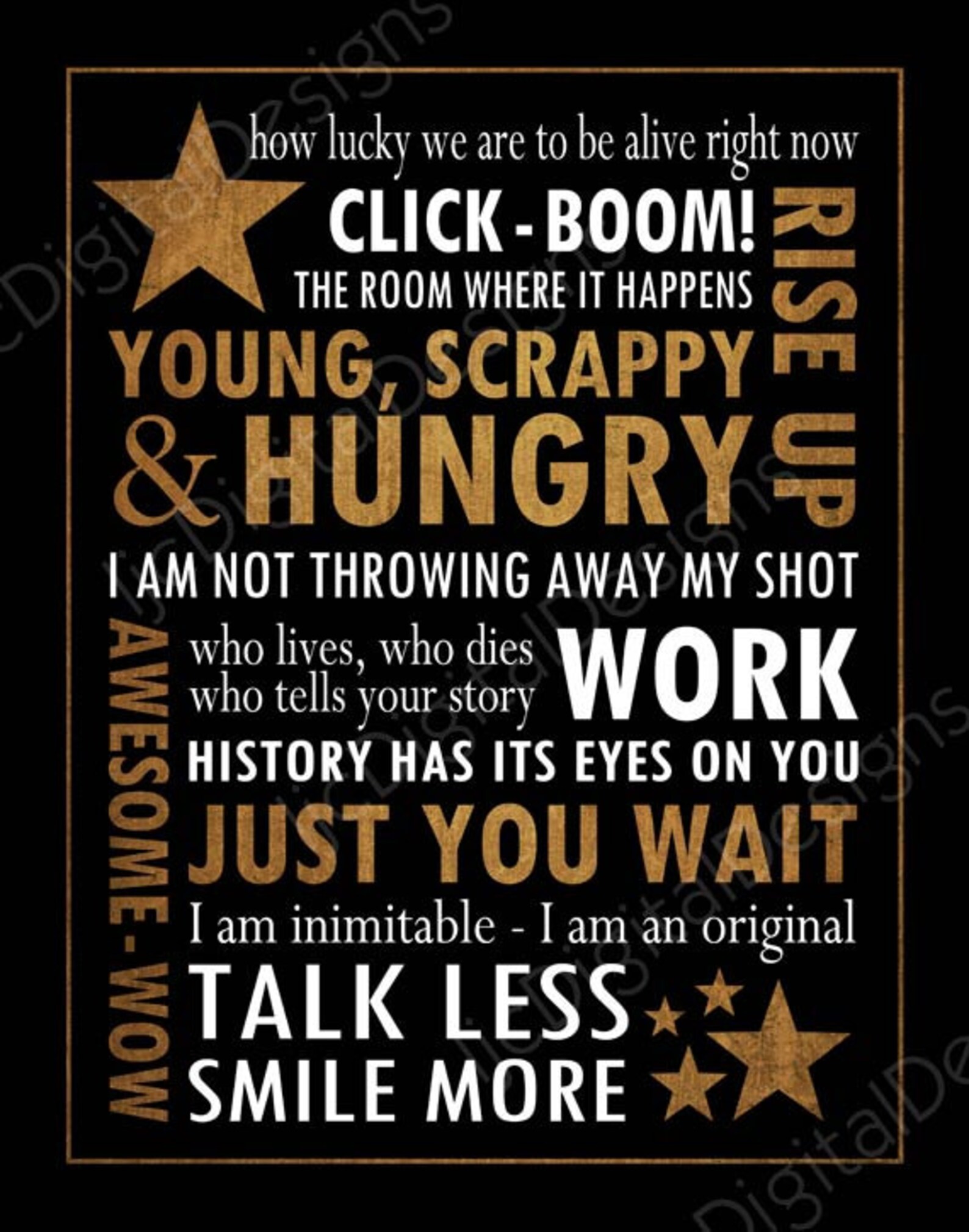 Hamilton Inspired Fan Art, Printable Hamilton Musical Quote Subway Word ...