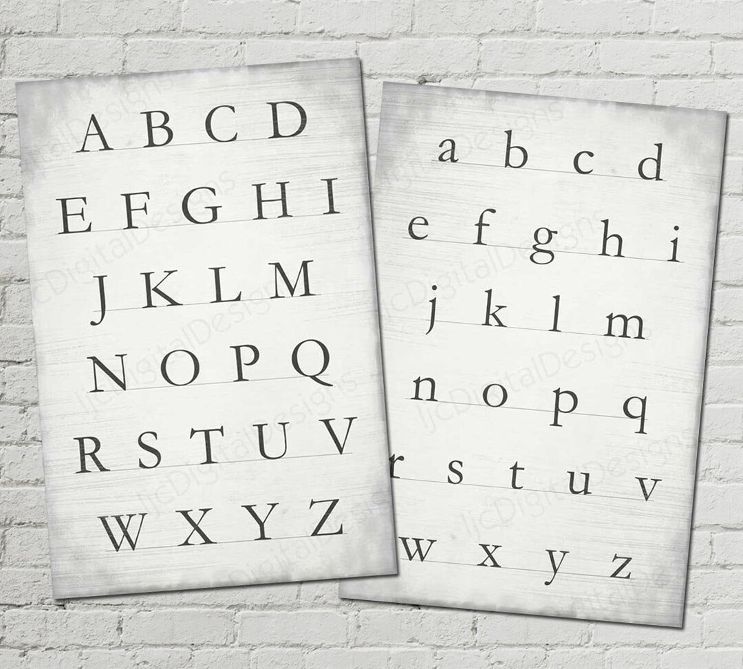 Farmhouse Alphabet Vintage Poster Sign Printable Digital Word Art 24x36 ...