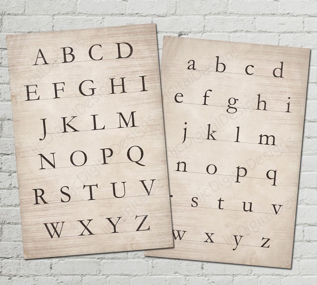 Farmhouse Alphabet Vintage Poster Sign Printable Digital Word Art 24x36 ...