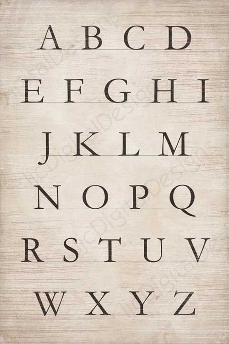 Farmhouse Alphabet Vintage Poster Sign Printable Digital Word | Etsy