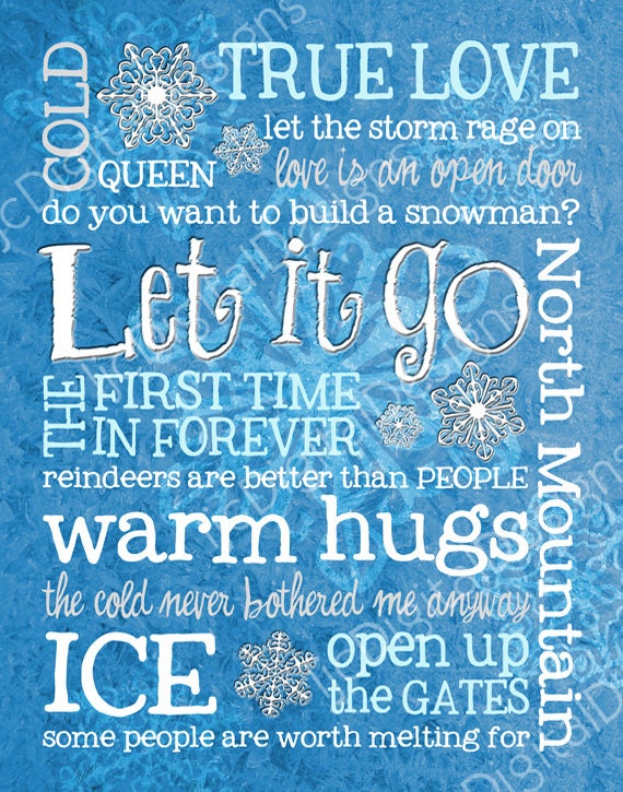 Frozen Inspired Fan Art Subway Art Printable Digital Poster Decoration ...