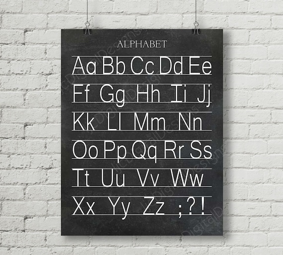 Vintage Alphabet Manuscript Print Classroom Poster Digital | Etsy