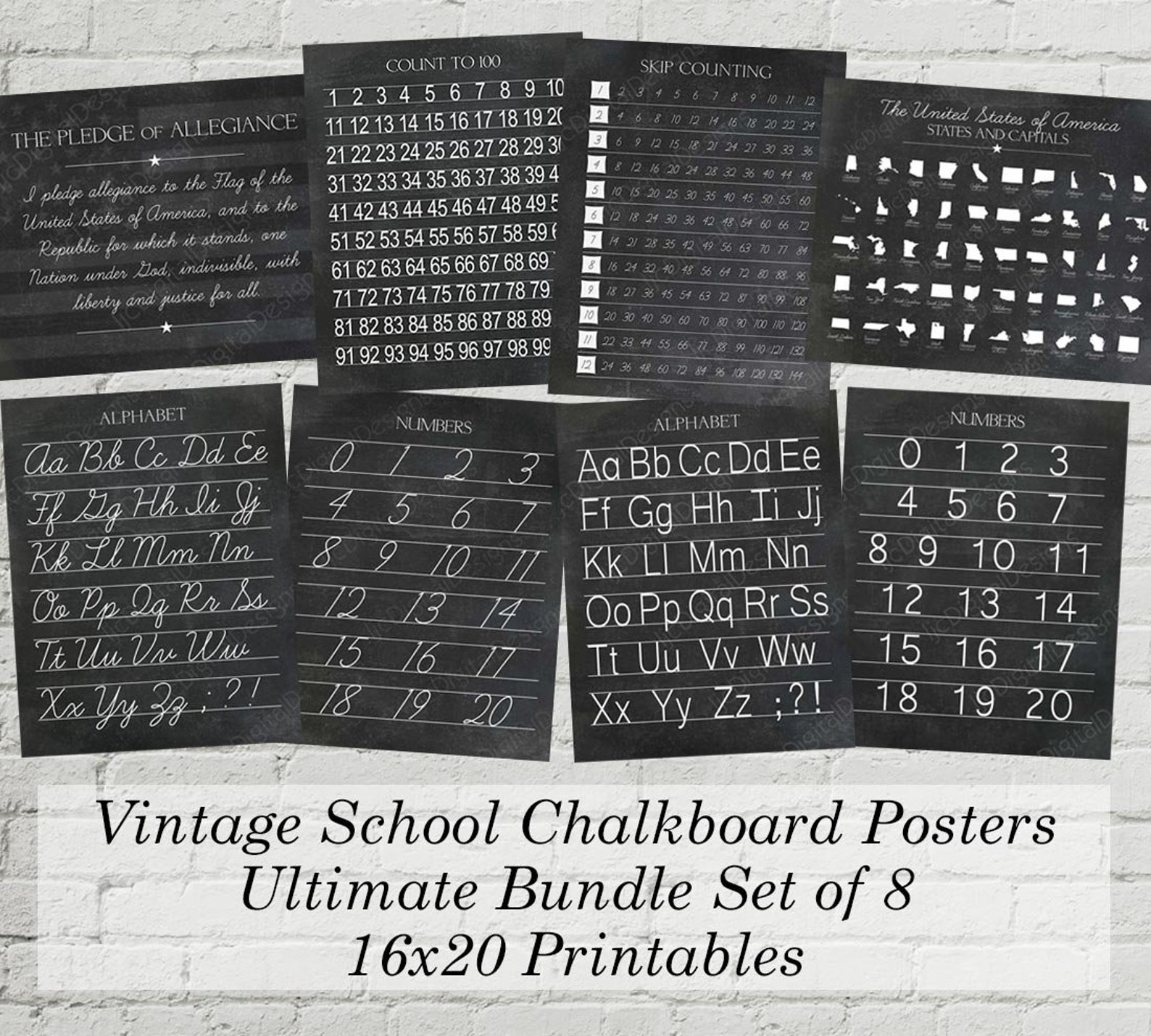 Printable Vintage Alphabet and Numbers Classroom Homeschool - Etsy