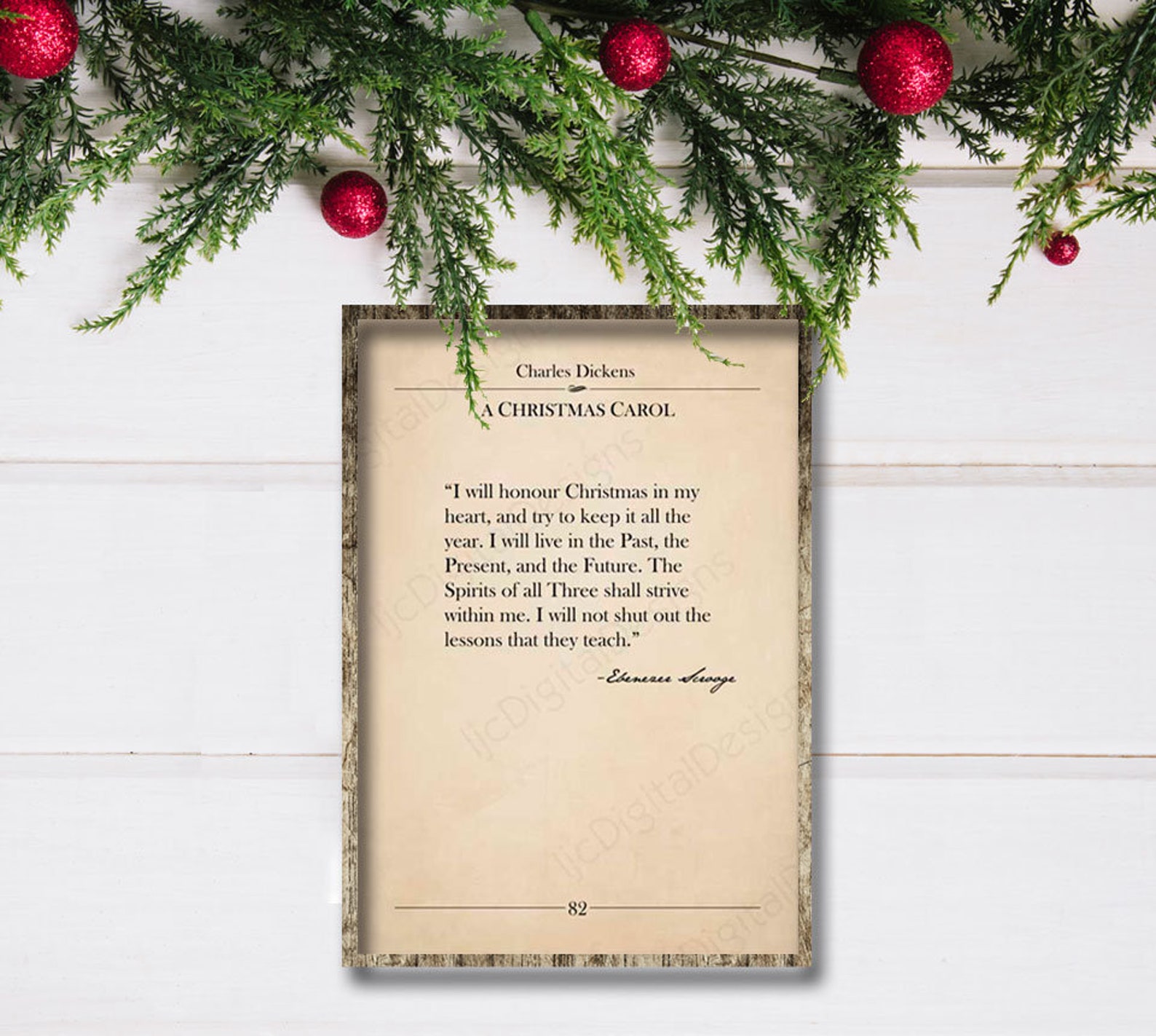 Printable Book Page Wall Art Dickens Quote A Christmas | Etsy