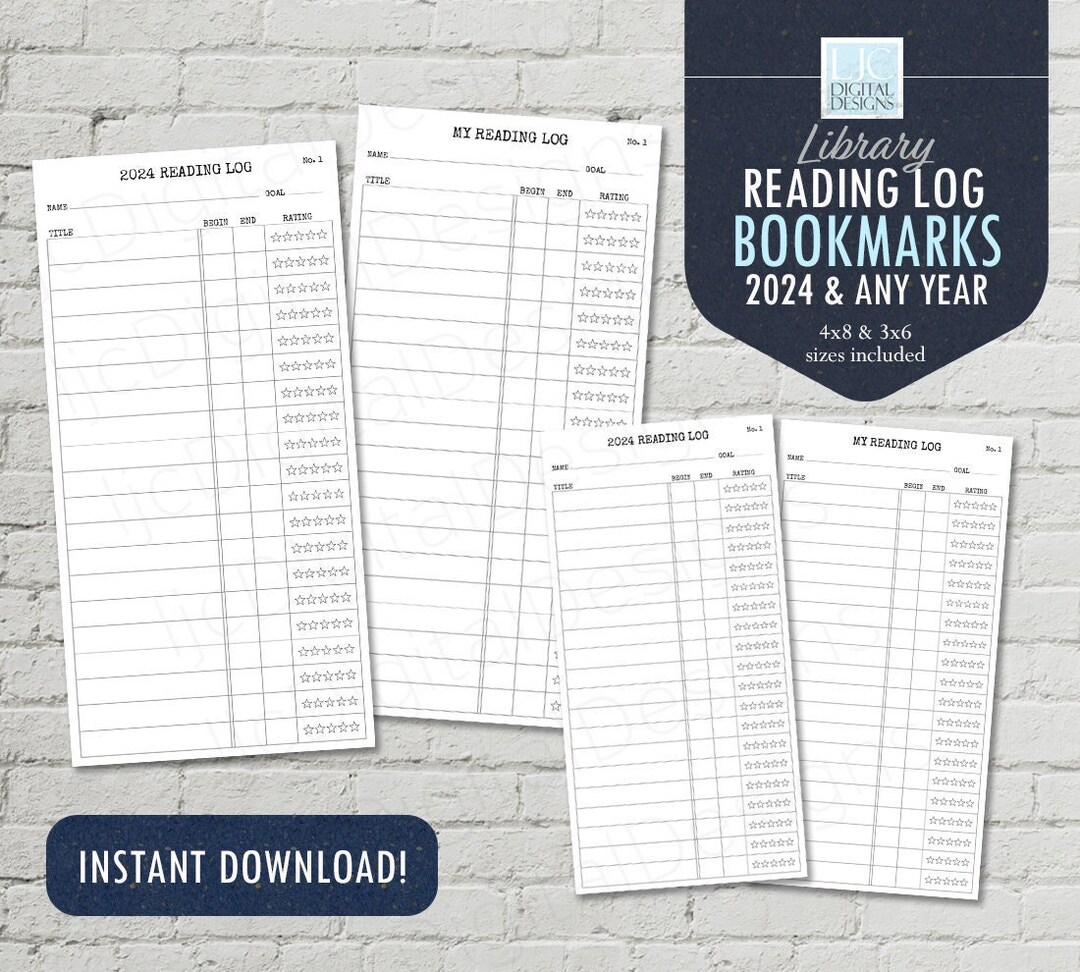 Printable Reading Log Bookmark Library Card Bookmark Reading List Book ...