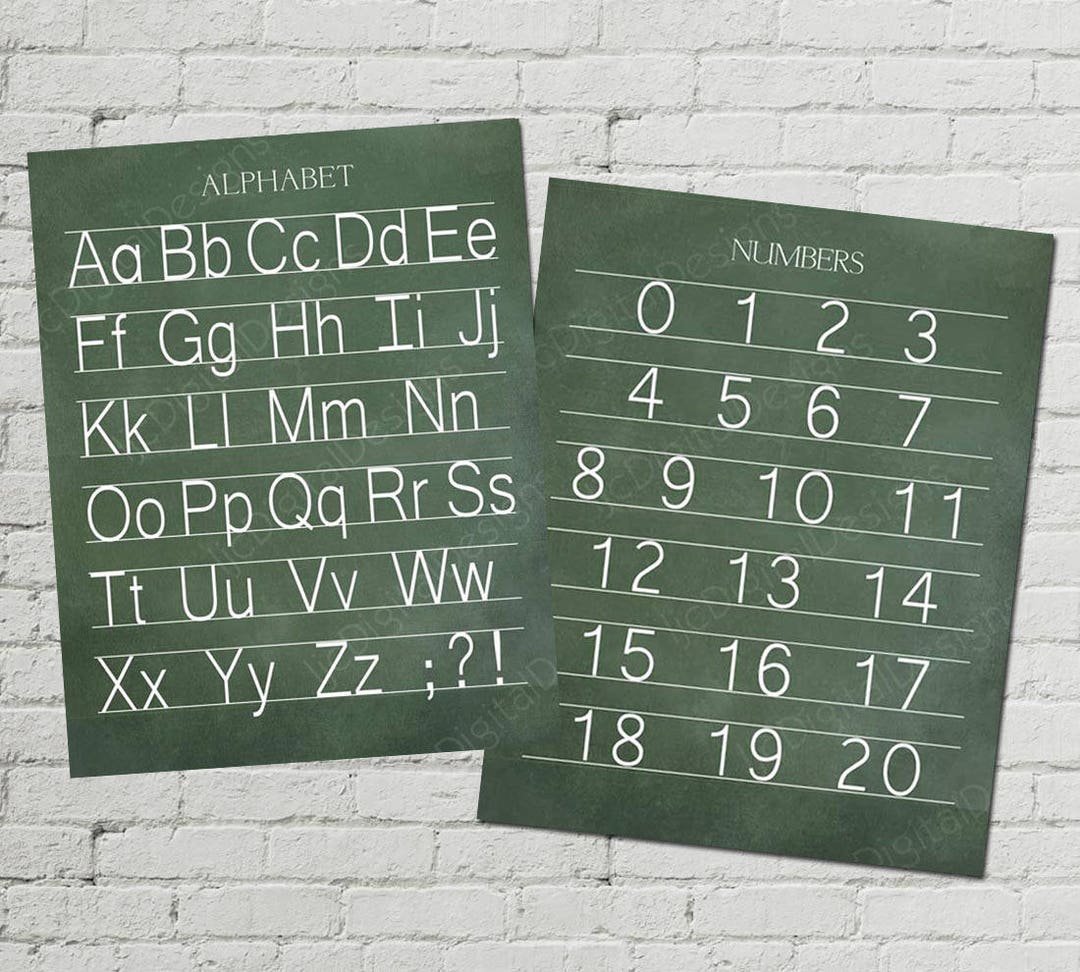 Printable Vintage Alphabet and Numbers Manuscript Print Classroom ...