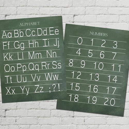 Vintage Alphabet Classroom Poster Digital Chalkboard Word Art - Etsy
