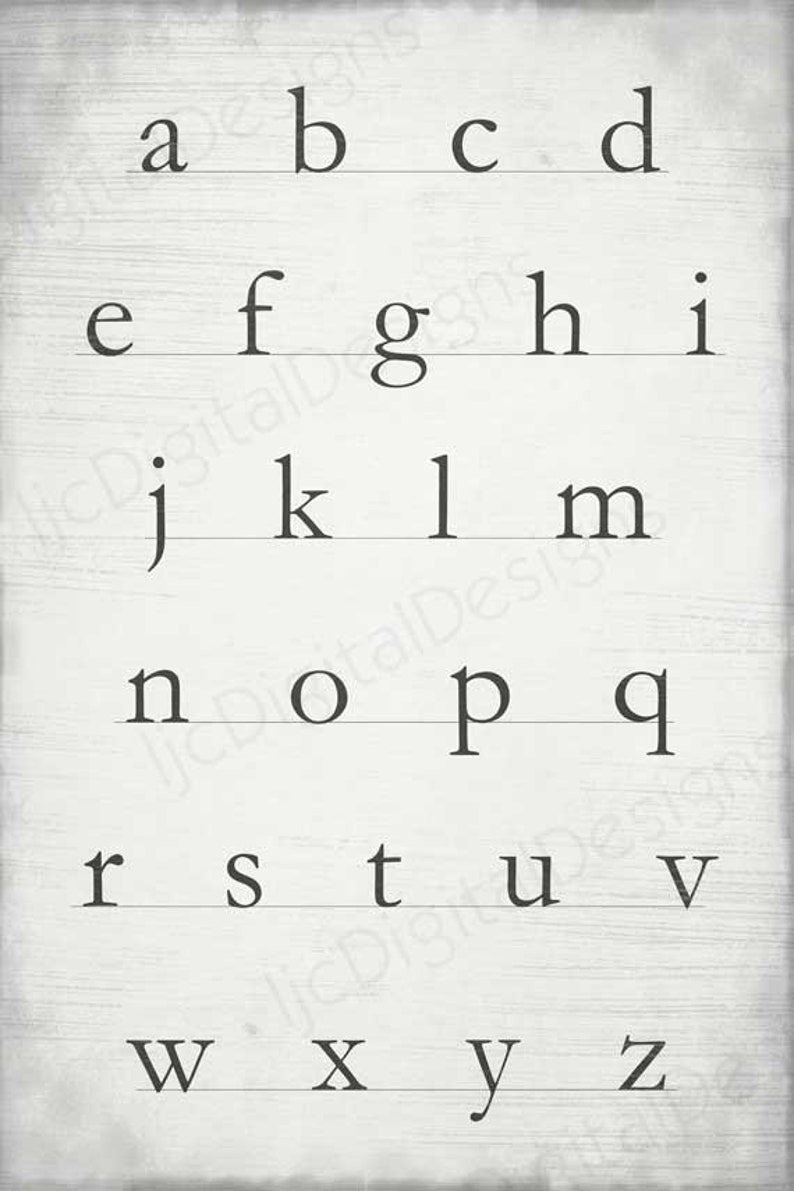 Farmhouse Alphabet Vintage Poster Sign Printable Digital Word - Etsy