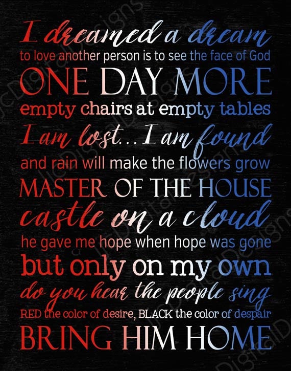 Printable Les Miserables Broadway Musical Digital Subway Art Quotes ...