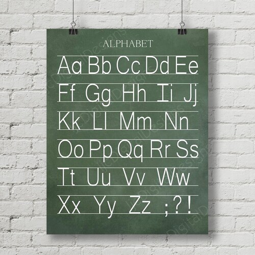 Vintage Alphabet Manuscript Print Classroom Poster Digital - Etsy