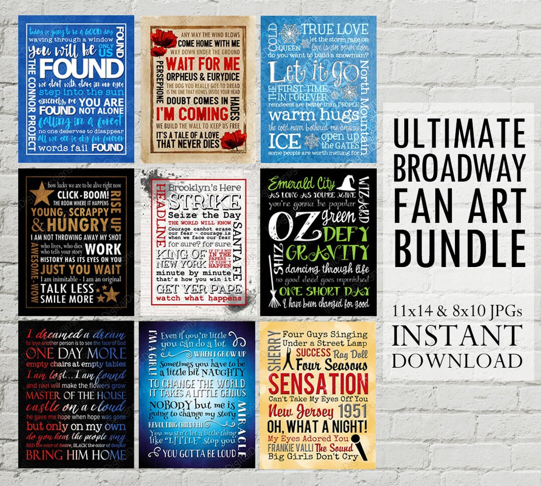 HUGE Printable Set Broadway Musical Inspired Quotes Subway Art - Etsy