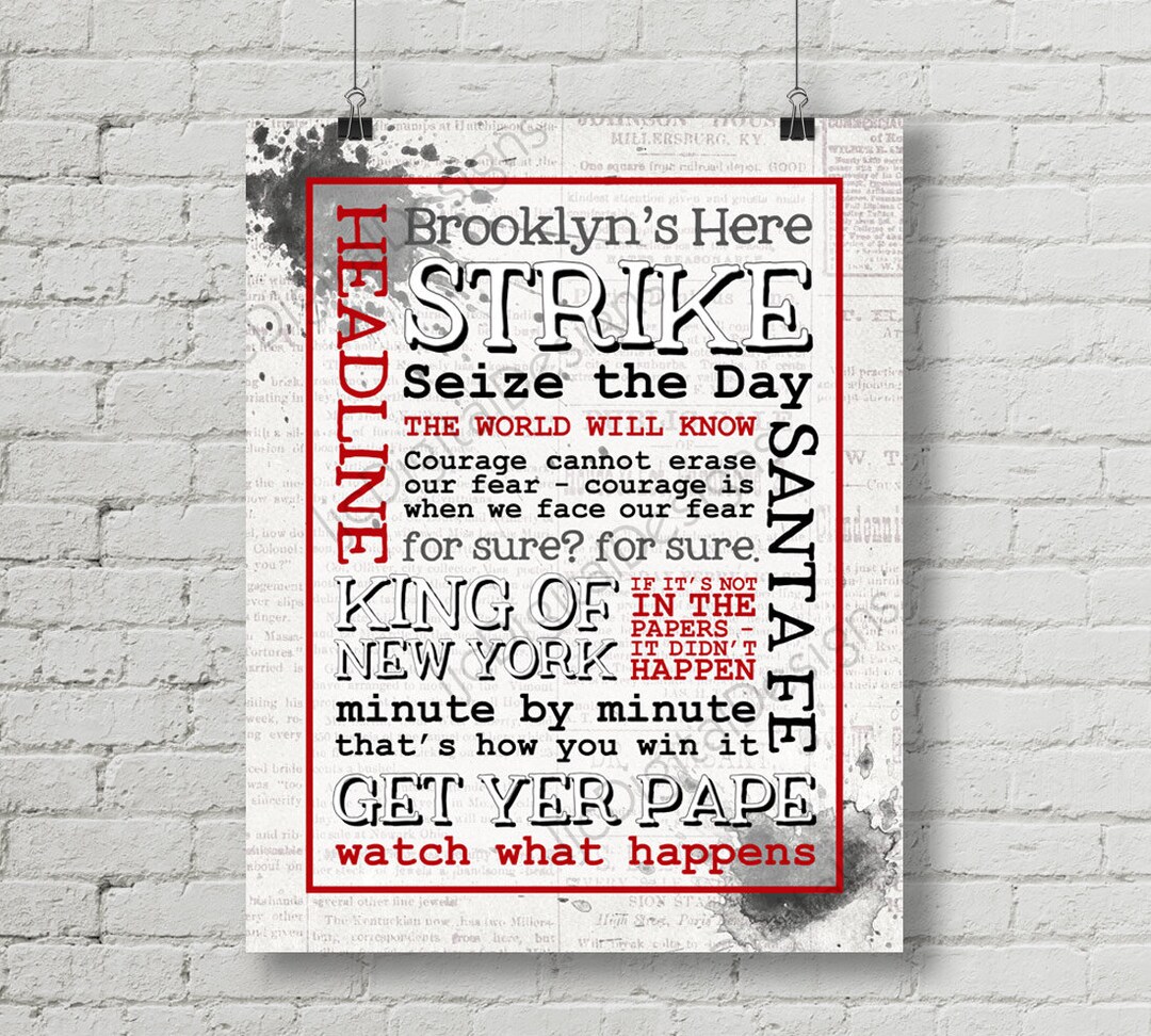 Newsies Inspired Fan Art, Printable Newsies Musical Quote Subway Word ...