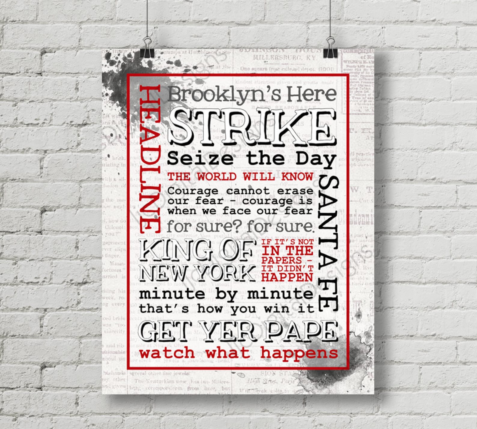Newsies Inspired Fan Art, Printable Newsies Musical Quote Subway Word ...