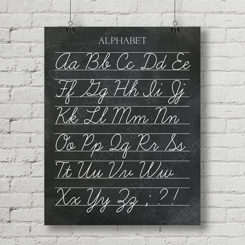 Vintage Alphabet Cursive Classroom Poster Digital Chalkboard - Etsy