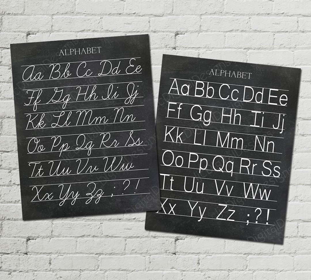Vintage Alphabet Classroom Poster Digital Chalkboard Word Art 16x20 ...