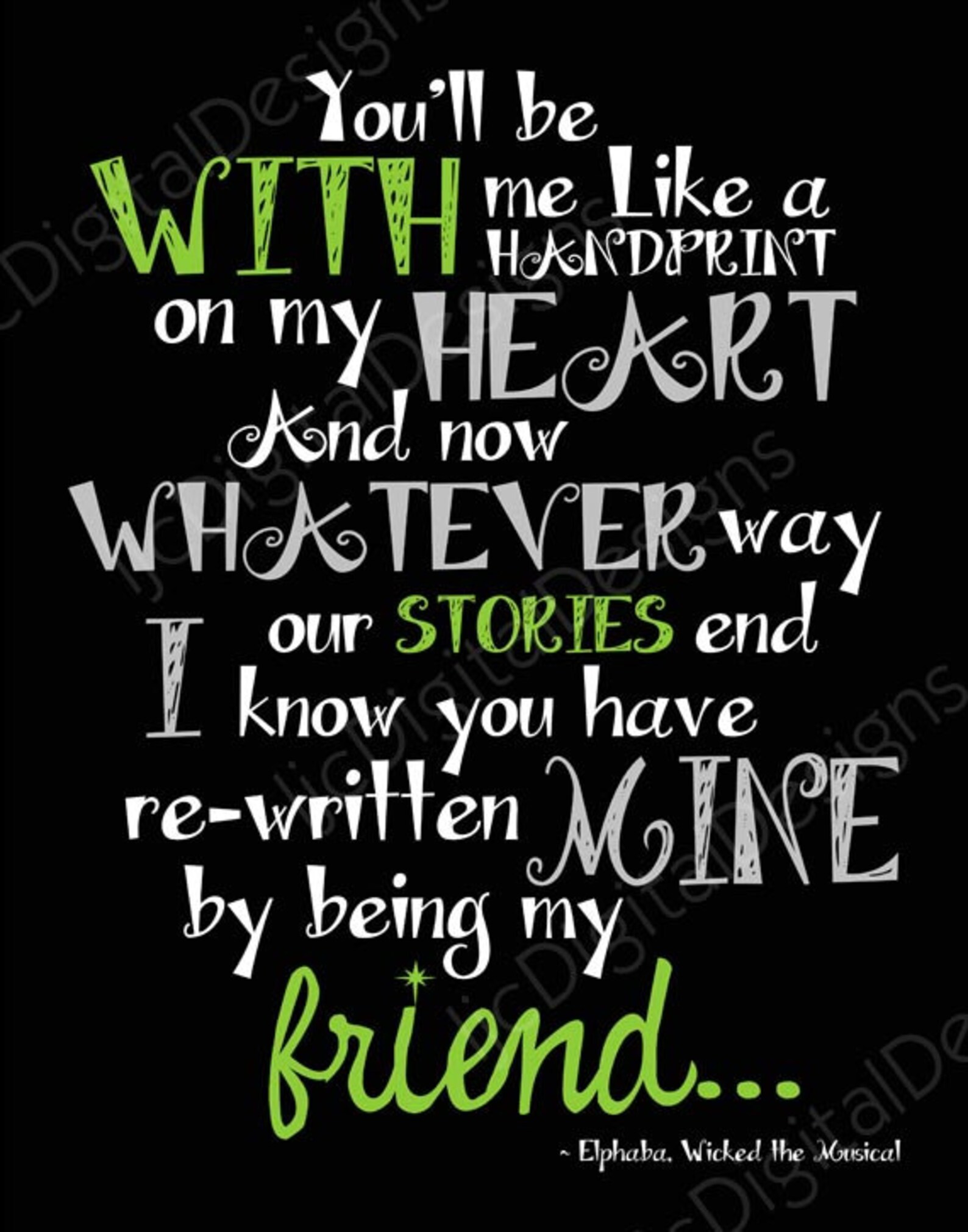 Printable Set of Wicked Musical Quotes Subway Art Word Art Typography ...