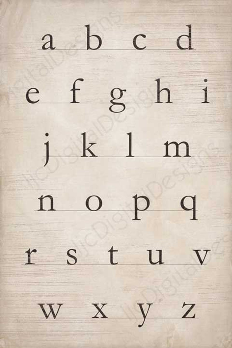 Farmhouse Alphabet Vintage Poster Sign Printable Digital Word | Etsy