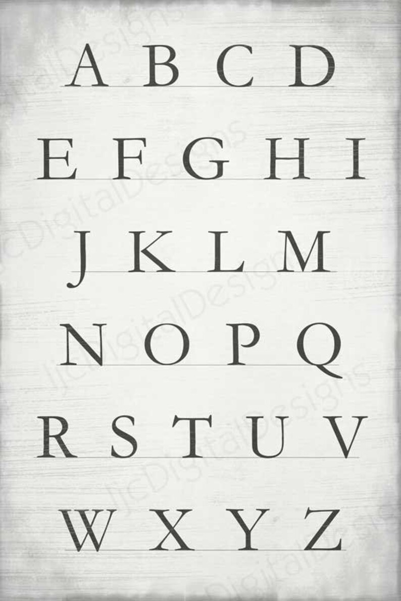 Farmhouse Alphabet Vintage Poster Sign Printable Digital Word - Etsy