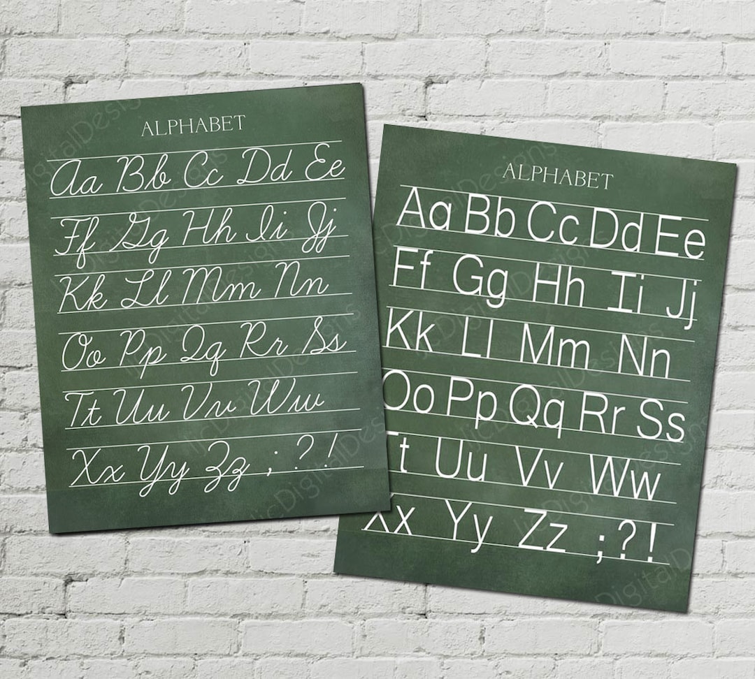 Vintage Alphabet Classroom Poster Digital Chalkboard Word Art 16x20 ...