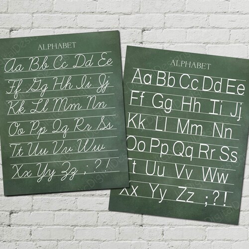 Vintage Alphabet Cursive Classroom Poster Digital Chalkboard - Etsy