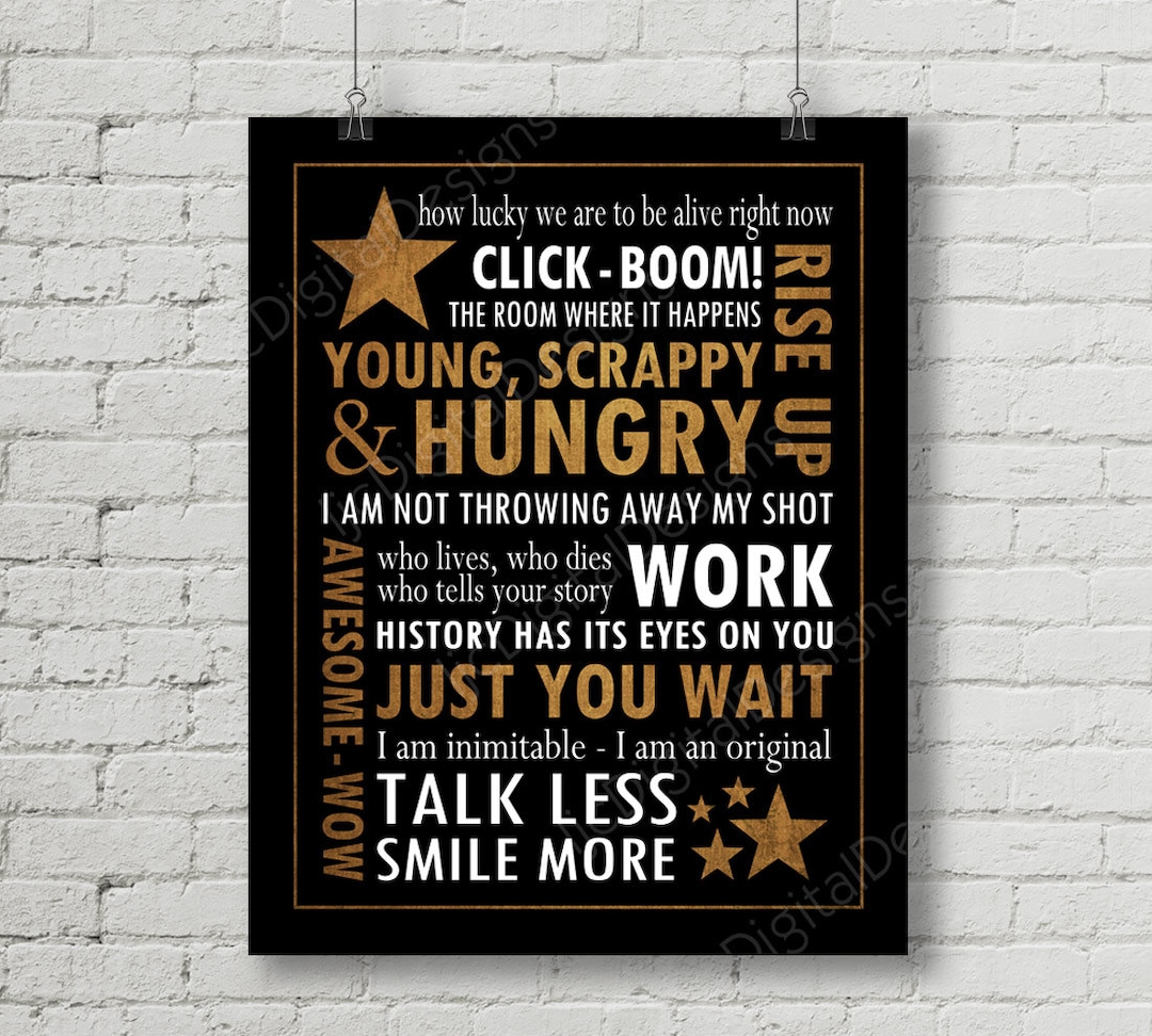 Hamilton Inspired Fan Art, Printable Hamilton Musical Quote Subway Word ...