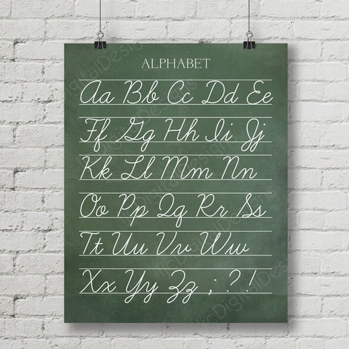 Vintage Alphabet Cursive Classroom Poster Digital Chalkboard - Etsy