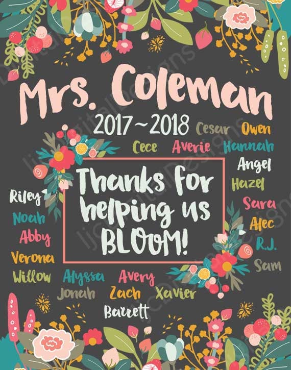Custom Teacher Thank You Digital Word Art Printable End of | Etsy
