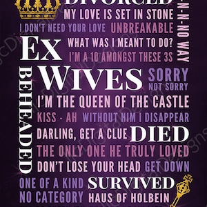 Six the Musical Inspired Fan Art, Printable Six Musical Quote, Broadway ...