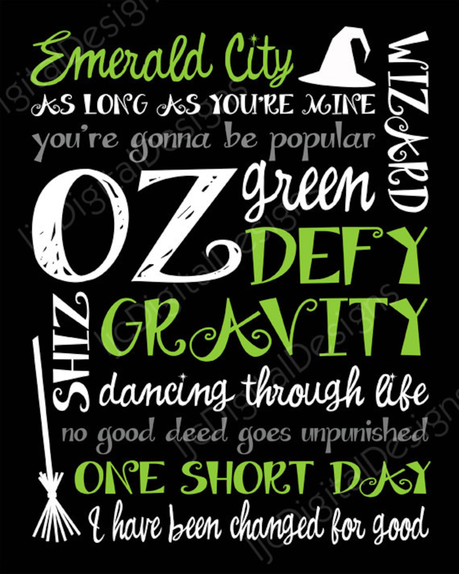 Printable Wicked Musical Quotes Digital Subway Art Typography Poster ...