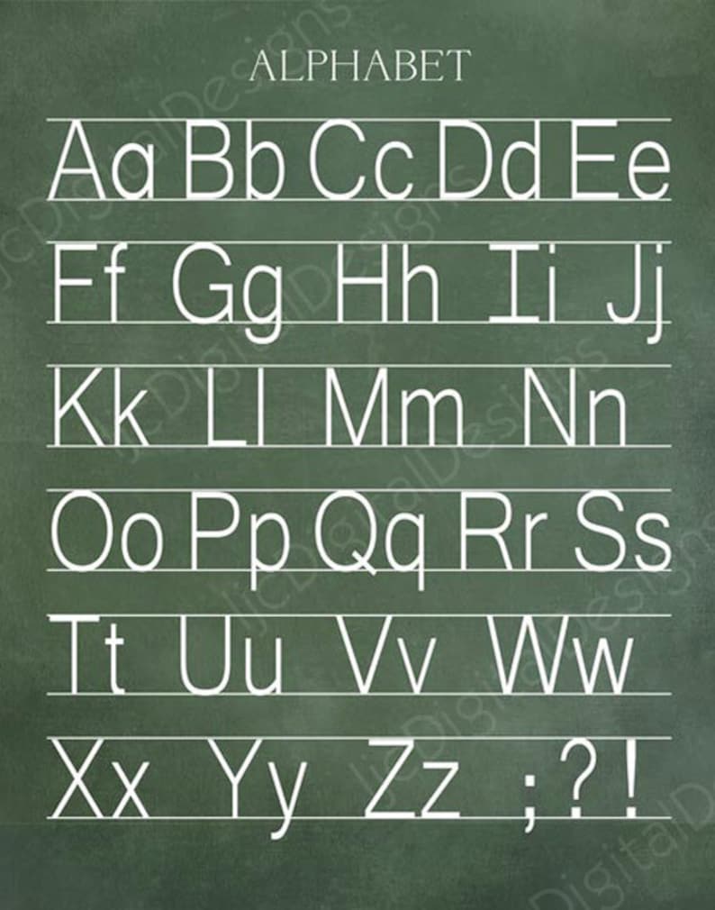 Vintage Alphabet Manuscript Print Classroom Poster Digital - Etsy