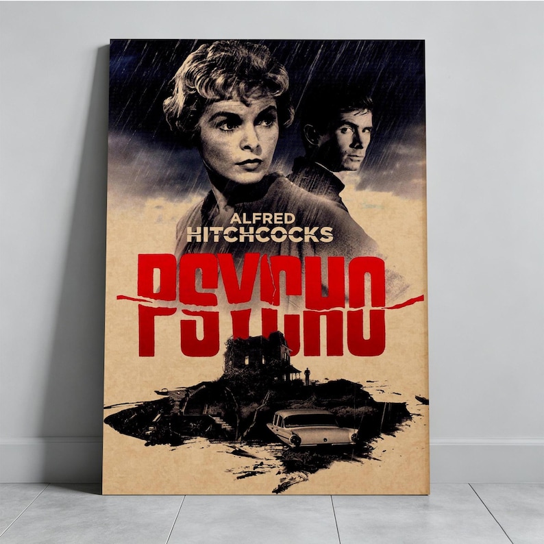 Psycho Alfred Hitchcock Movie Poster | Vintage Horror Canvas Wall Art ...