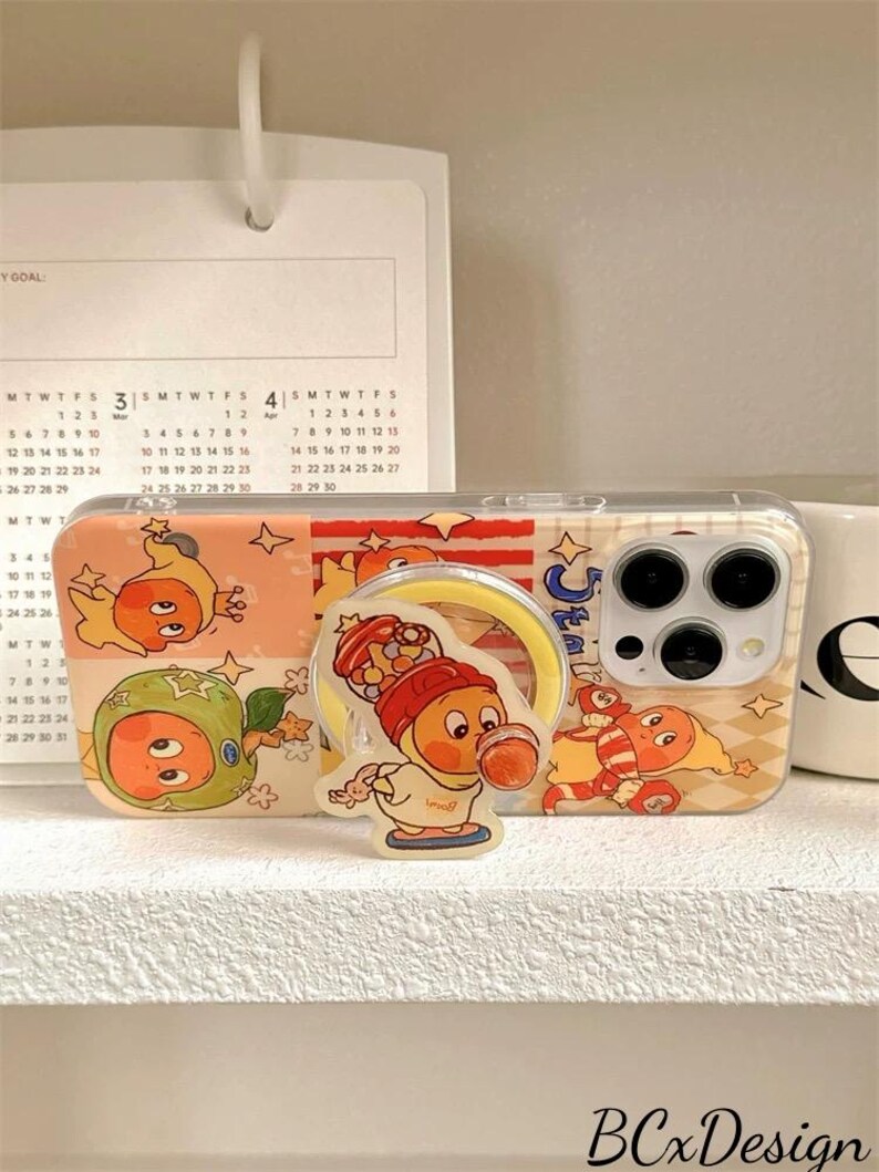 Albur Cartoon Magnetic Stand Case iPhone 17/16/15 Pro Max, Orange ...