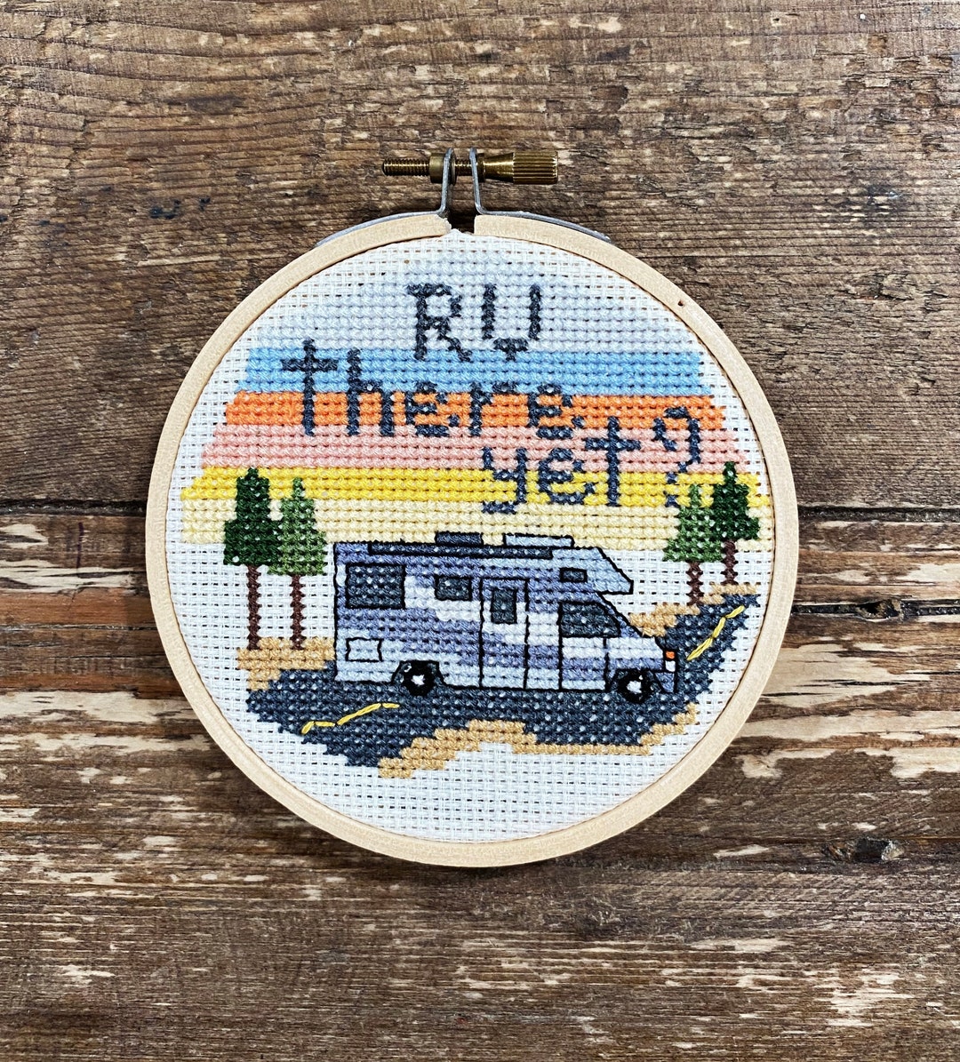 PDF PATTERN RV There Yet 4x4 Shown in Hoop Counted Cross Stitch - Etsy