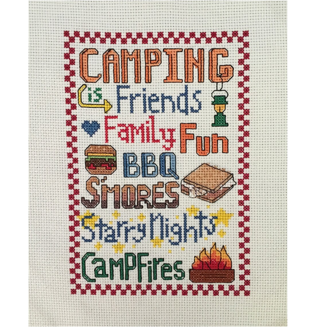 PDF PATTERN Camping Words Camping Counted Cross Stitch | Etsy