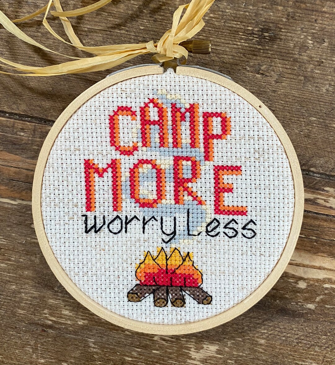 PDF Download - Camp More Worry Less - 4x4 Shown in Hoop - Counted Cross ...
